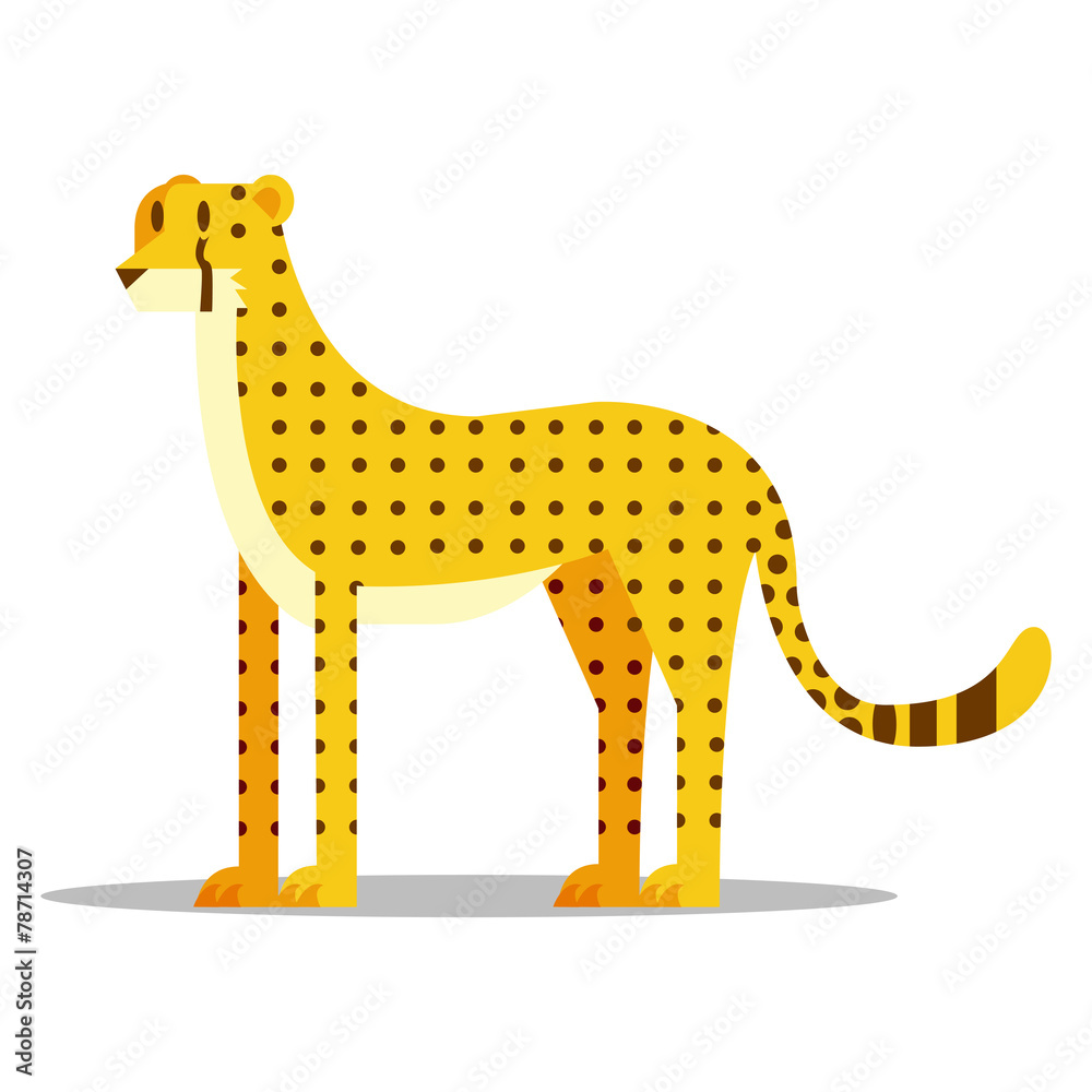 Cartoon Chettah Isolated On Blank Background Stock Vector | Adobe Stock