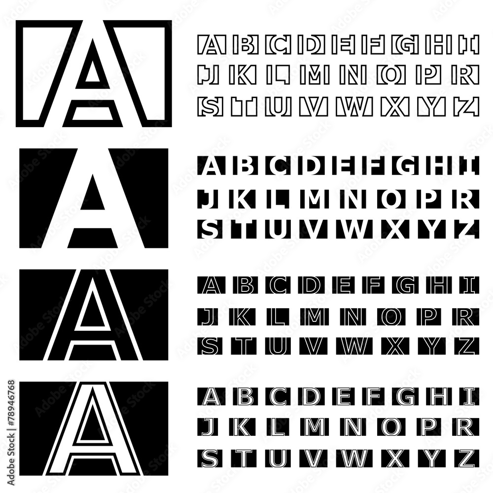 vector square contour font alphabets Stock Vector | Adobe Stock