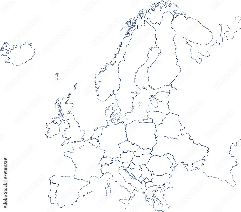 Hand-drawn map of Europe Stock Vector | Adobe Stock