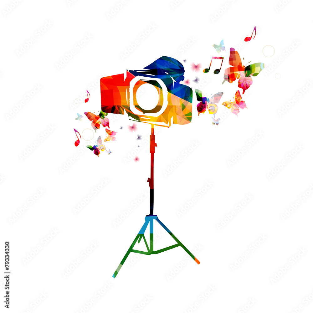 Colorful camera background with butterflies Stock Vector | Adobe Stock