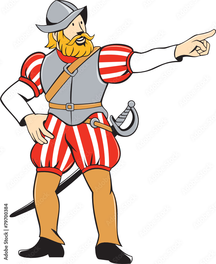 Spanish Conquistador Pointing Isolated Cartoon Stock Vector | Adobe Stock