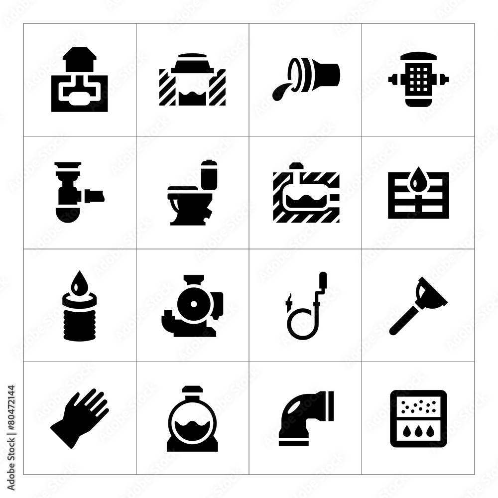 Set icons of sewerage Stock Vector | Adobe Stock