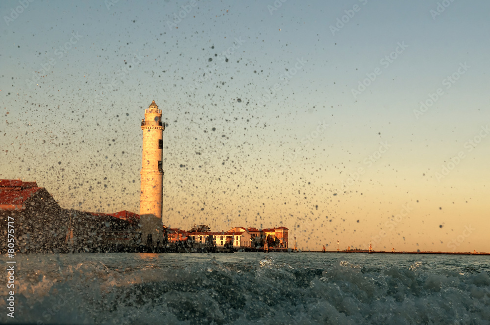 Water splash with lighthouse background Stock Photo | Adobe Stock
