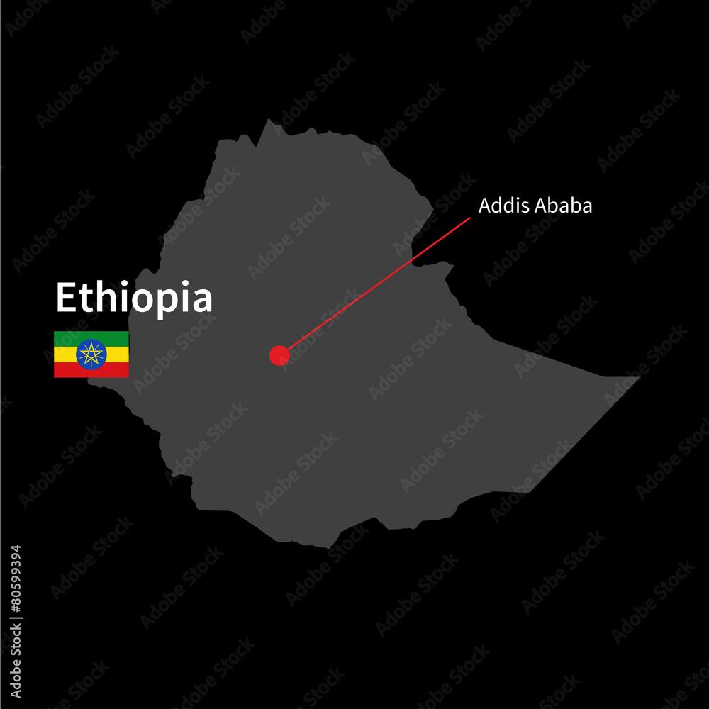 Vector de Stock Detailed map of Ethiopia and capital city Addis Ababa ...