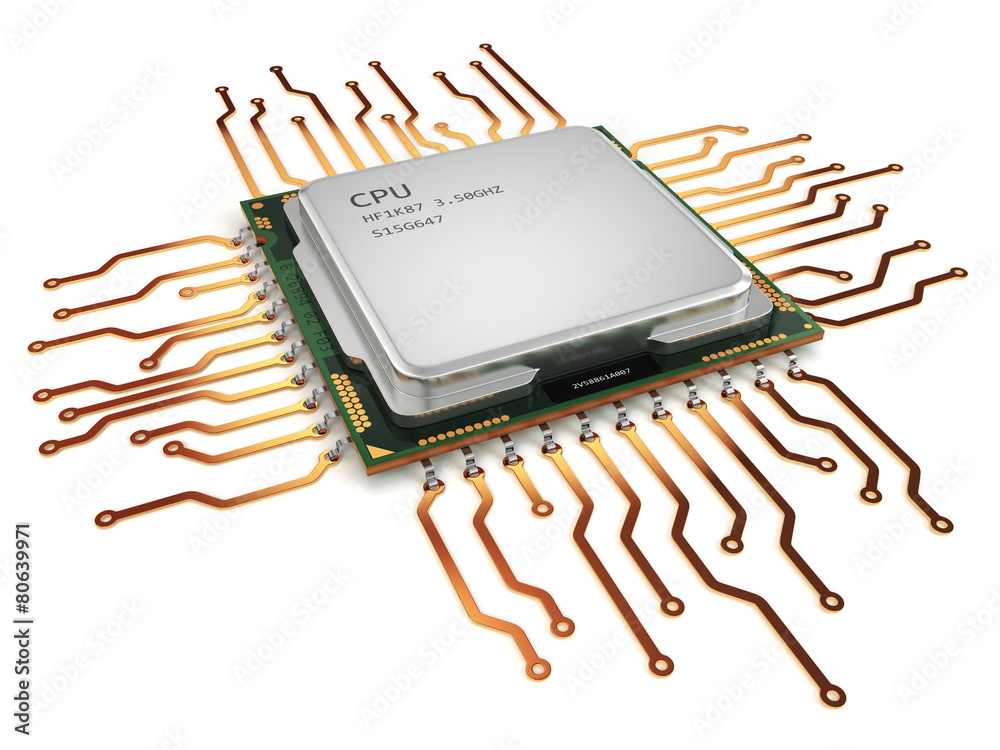 CPU central processor unit isolated on white. Stock Illustration | Adobe Stock