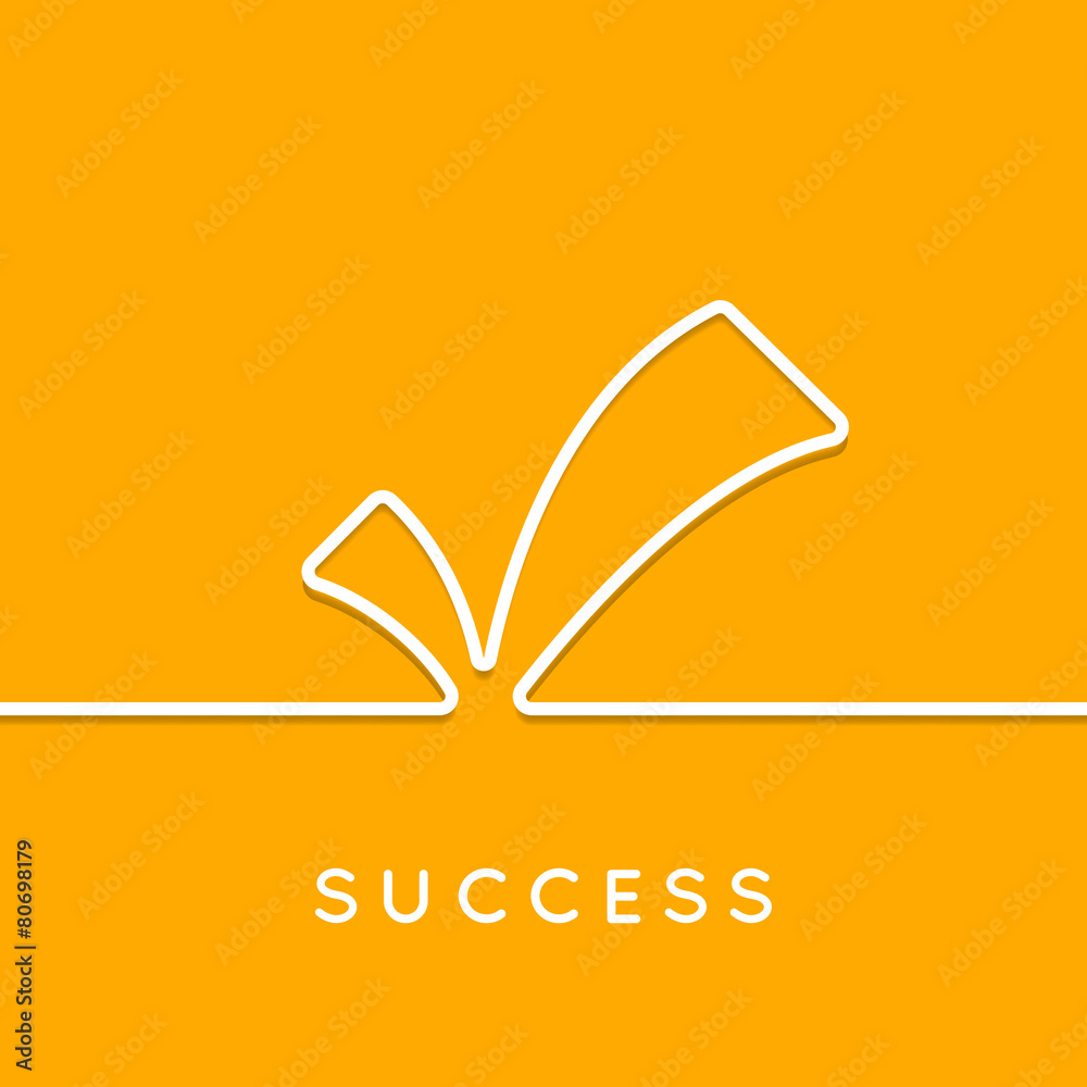 Check mark or tick icon with shadow in orange background Stock Vector ...