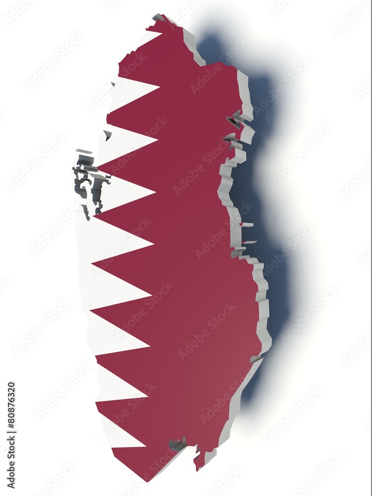 Map of Qatar with flag colors. 3d render Stock Illustration | Adobe Stock