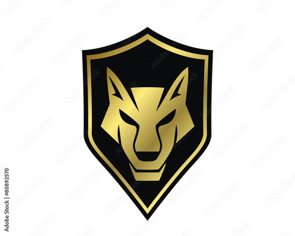 wolf gold shield emblem logo vector Stock Vector | Adobe Stock
