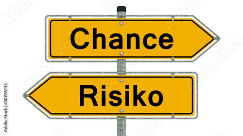 Richtungsschild / Chance oder Risiko – Stock-Foto | Adobe Stock