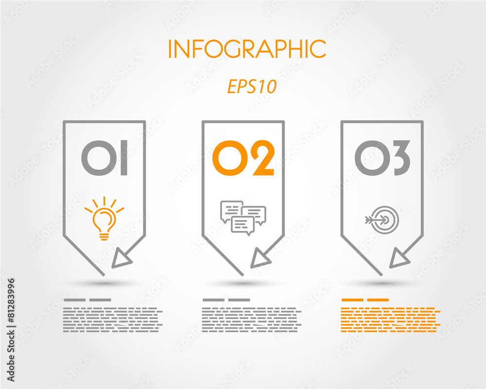 linear infographic three stickers Stock Vector | Adobe Stock