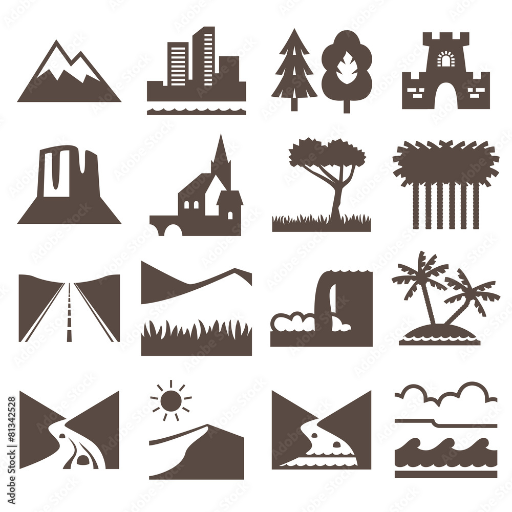 Vector de Stock Terrain, locality icon set. | Adobe Stock