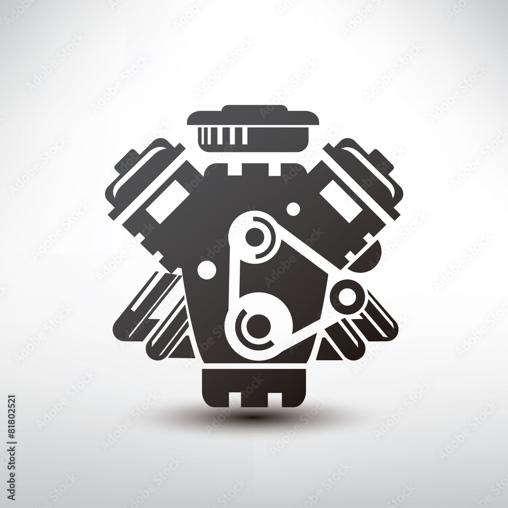 car engine symbol, stylized vector silhouette of automobile moto Stock ...