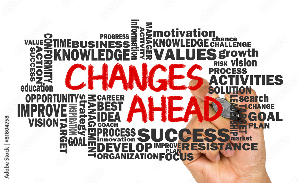 changes ahead with related word cloud hand drawing on whiteboard Stock ...
