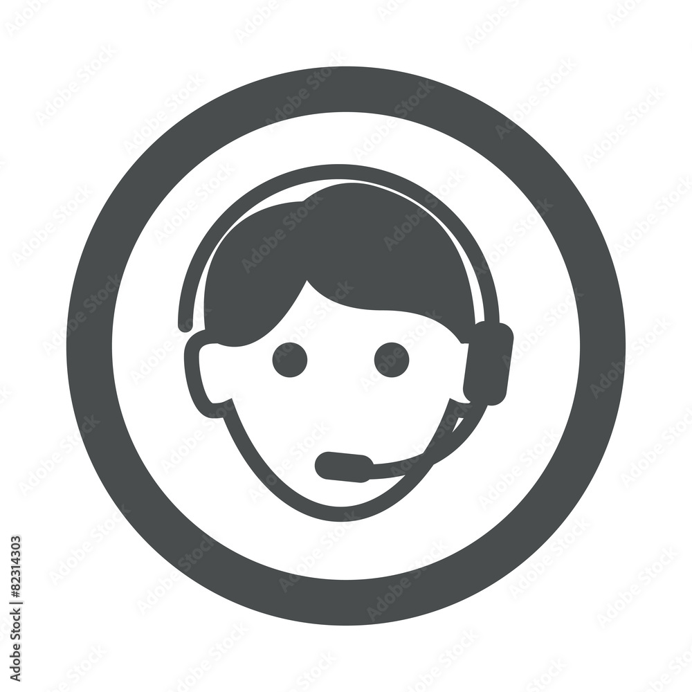 Icono redondo teleoperador gris Stock Illustration | Adobe Stock