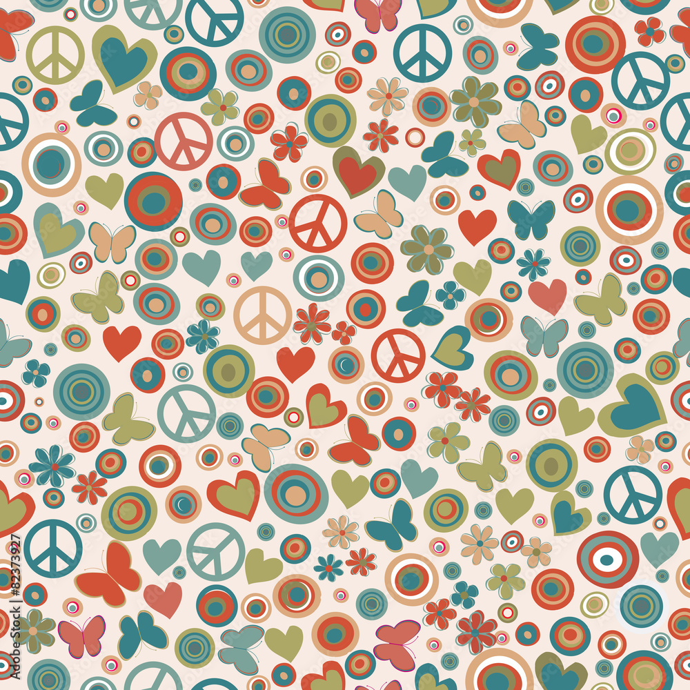 Vintage colors flower power background Stock Vector | Adobe Stock