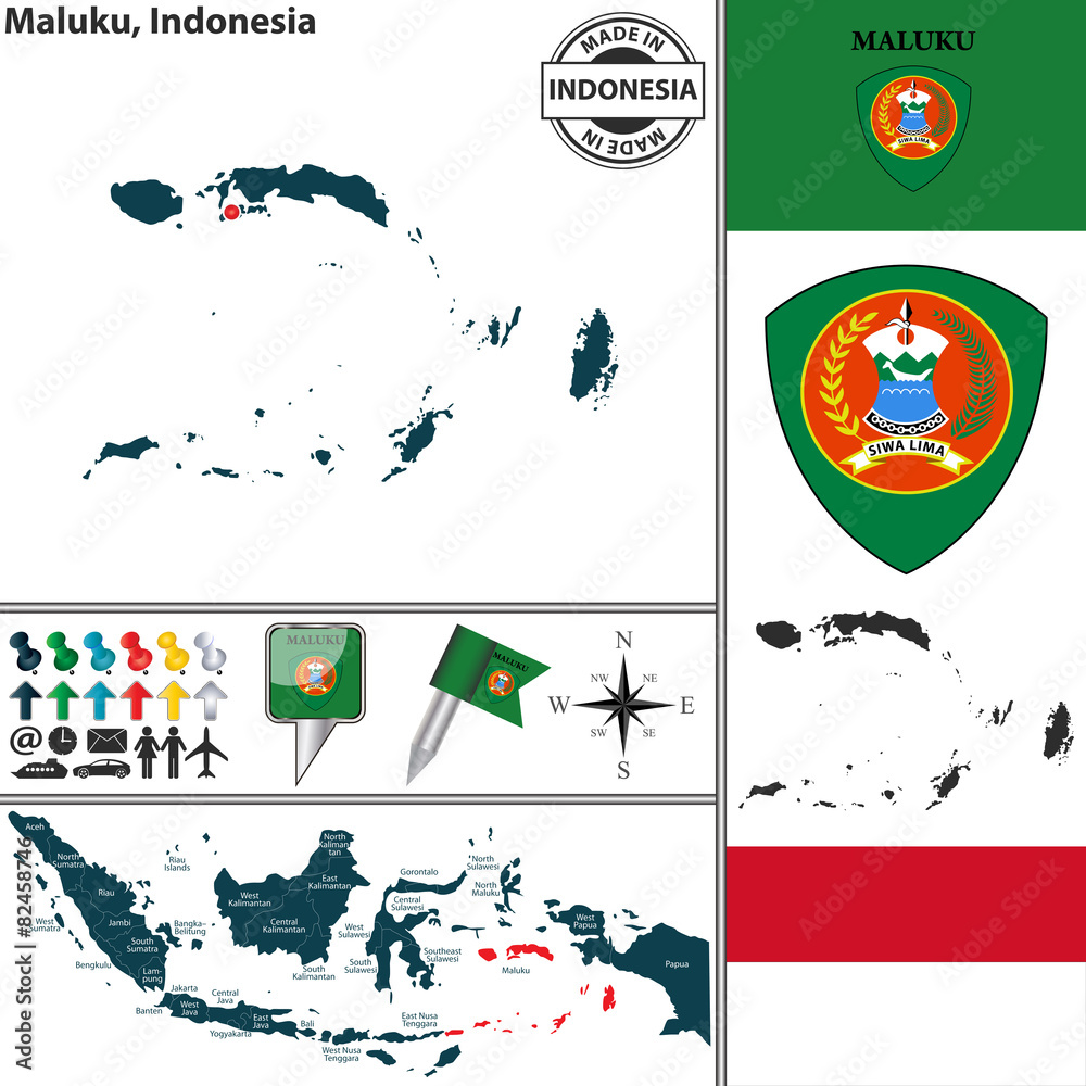Map of Maluku, Indonesia Stock Vector | Adobe Stock