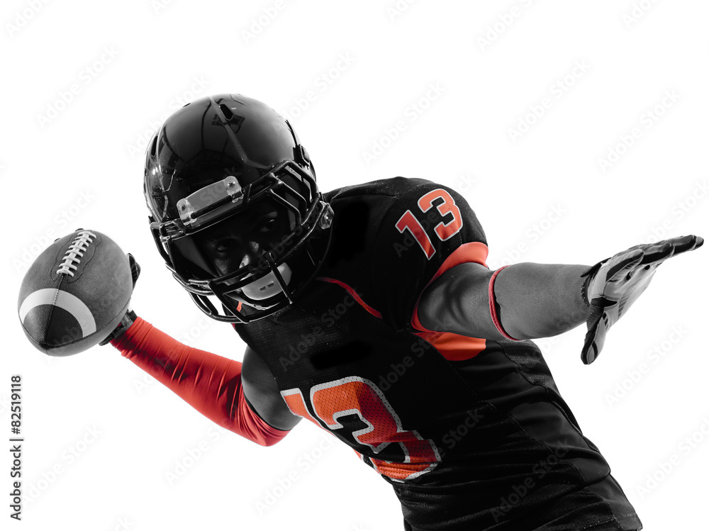 american football player quarterback passing portrait silhouette Stock ...