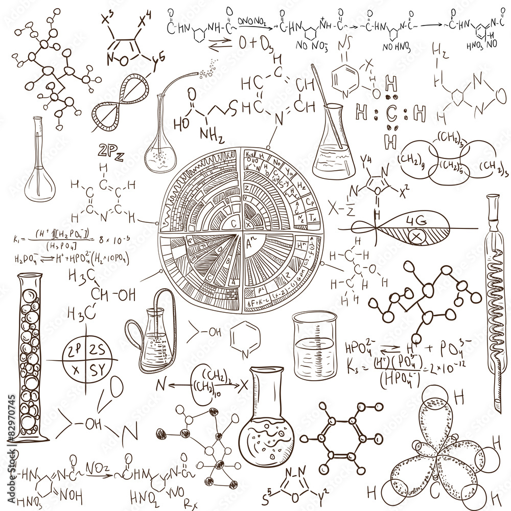Old chemistry laboratory pattern set. Vintage vector background Stock ...