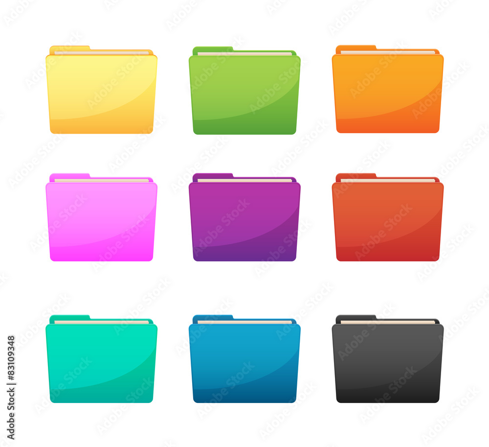 Folder icon color set Stock Vector | Adobe Stock