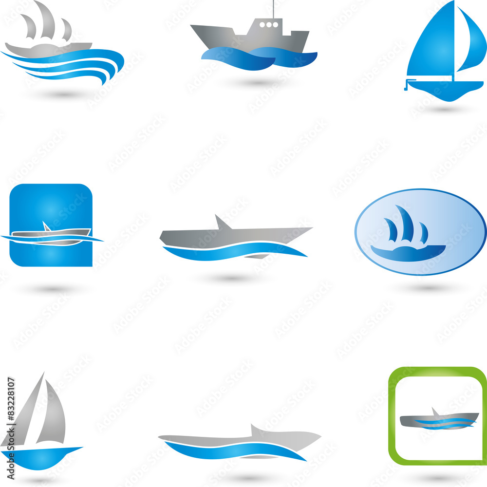 Boote, Logos Sammlung, Schiffe Stock Vector | Adobe Stock