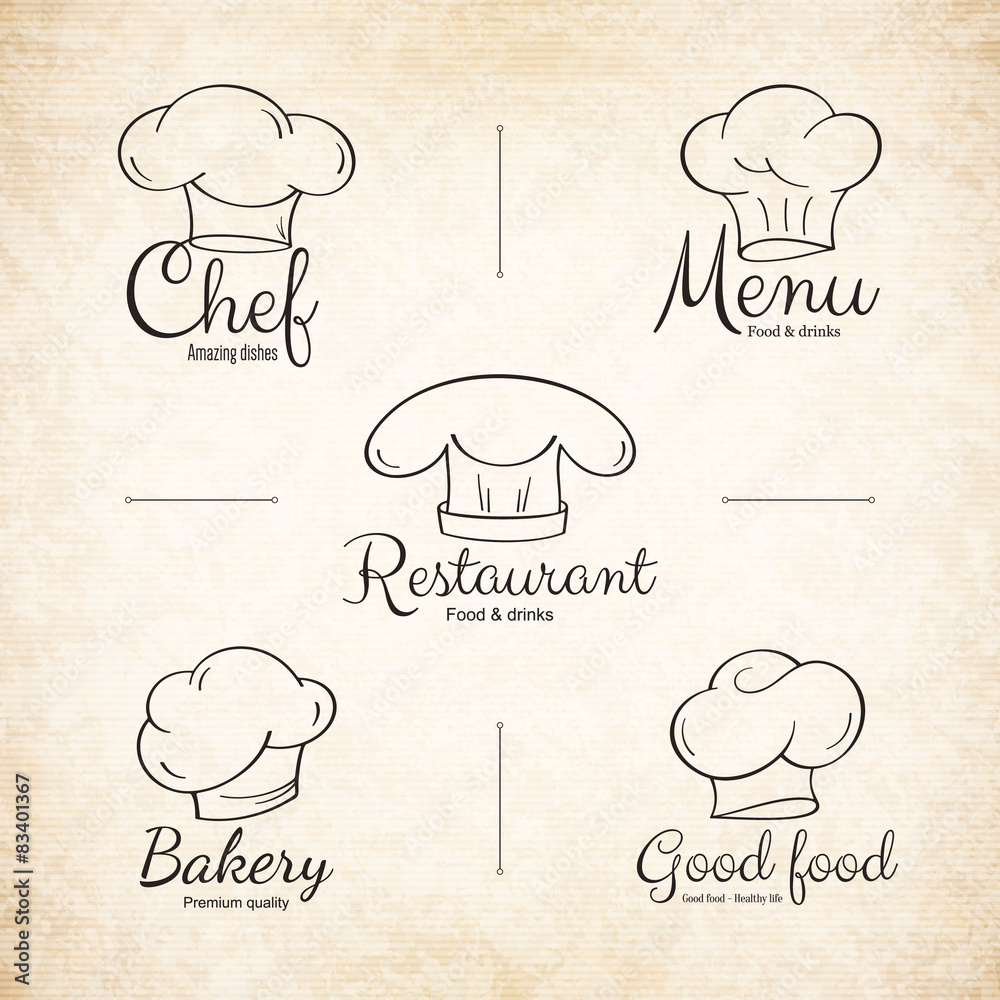 Chef hat labels set for restaurant menu design Stock Vector | Adobe Stock