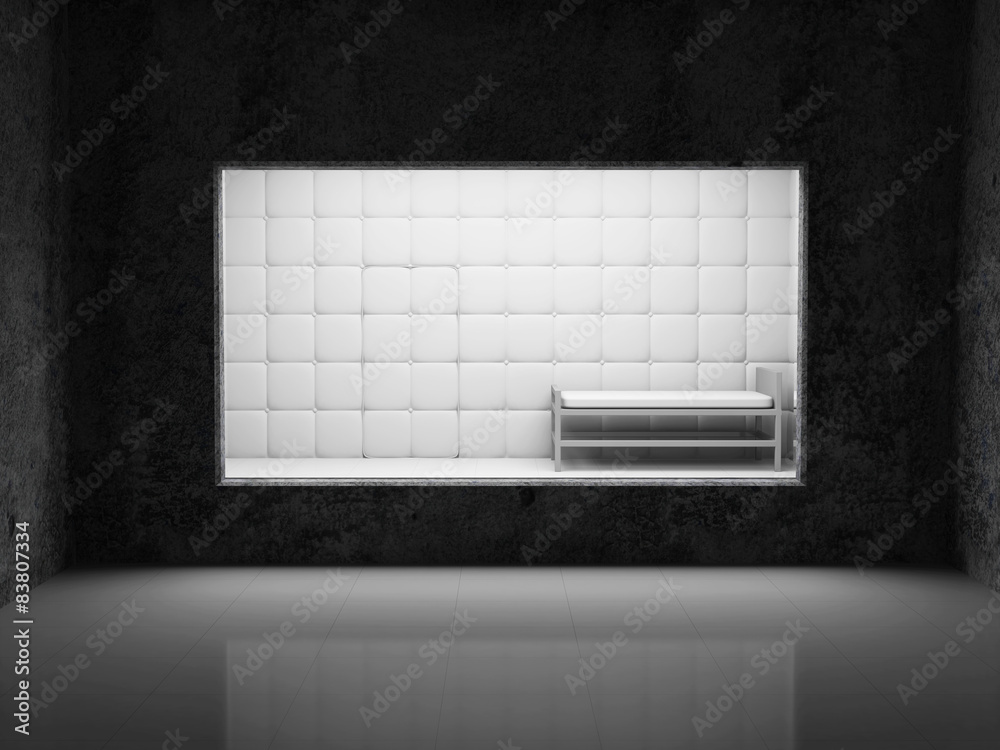 Monitoring Room Interior with Big Window with a view to Mental Hospital ...