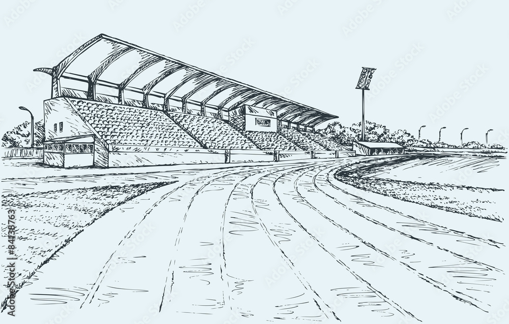 Small Stadium. Vector sketch Stock Vector | Adobe Stock