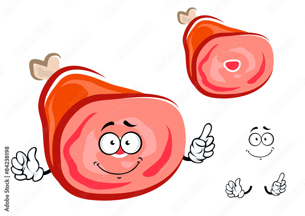 Cured ham with a happy smiling face and hands Stock Vector | Adobe Stock