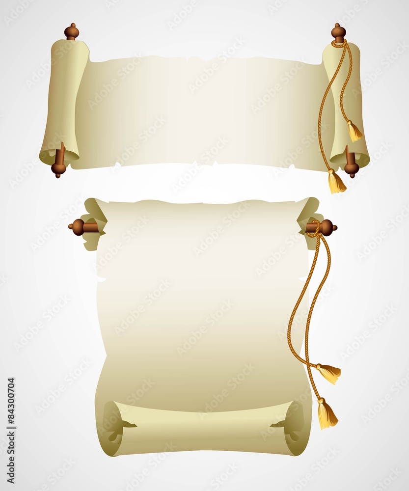 Vertical old scroll paper. Vector illustration Stock Vector | Adobe Stock