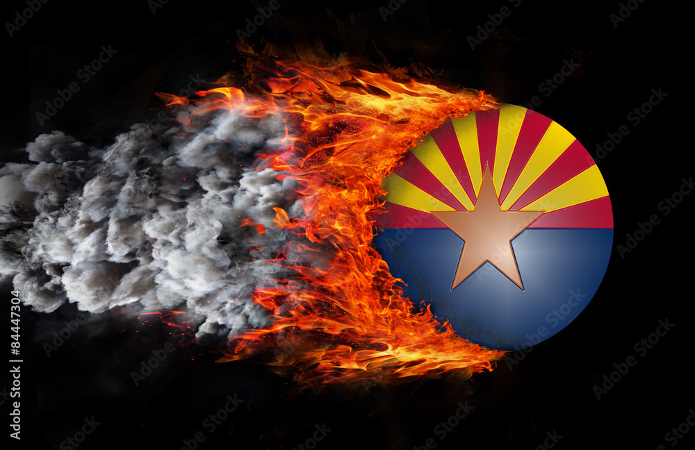 Flag with a trail of fire and smoke - Arizona Stock Illustration ...
