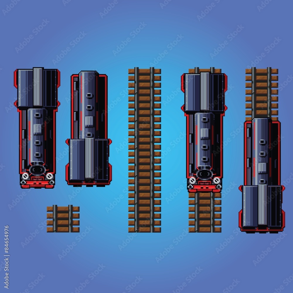 steam train locomotive pixel art style game asset vector Stock Vector ...