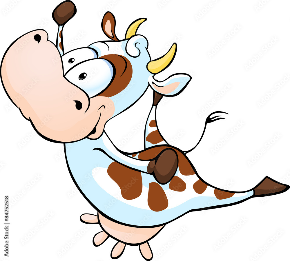 funny cow jumping - vector cartoon illustration Stock Vector | Adobe Stock