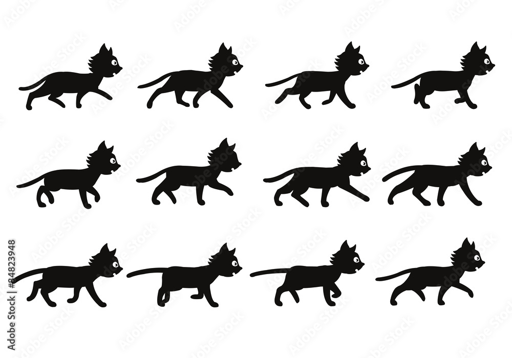 Black Cat Walking Sprite Stock Vector | Adobe Stock
