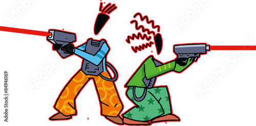 personnage fun, laser game Illustration Stock | Adobe Stock