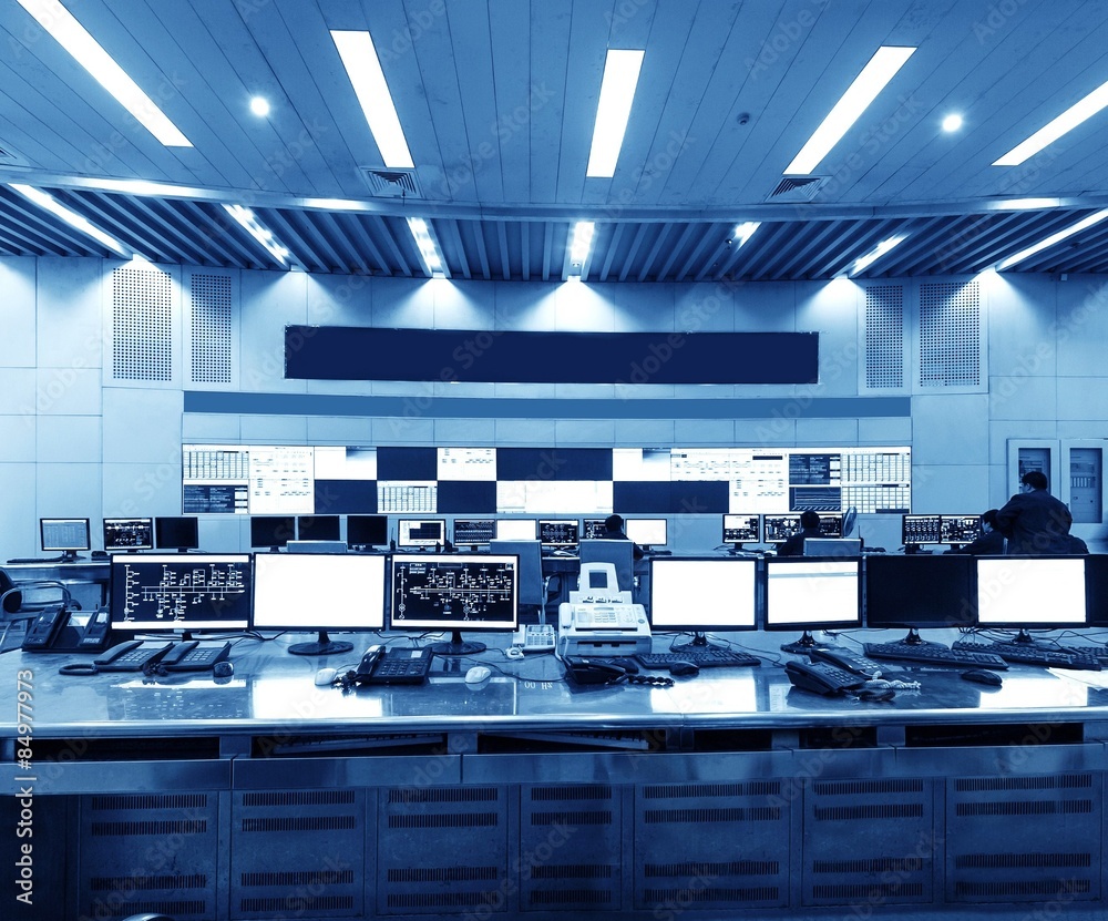 Modern plant control room and computer monitors Stock Photo | Adobe Stock