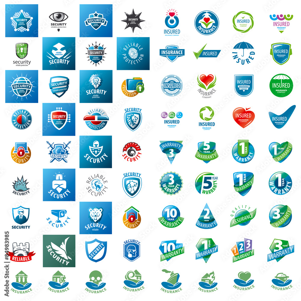 large set of vector logos security guarantees and insurance Stock ...