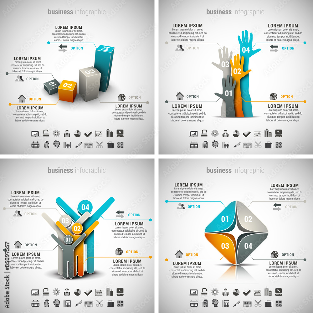 4 in 1 Business Infographics Stock Vector | Adobe Stock