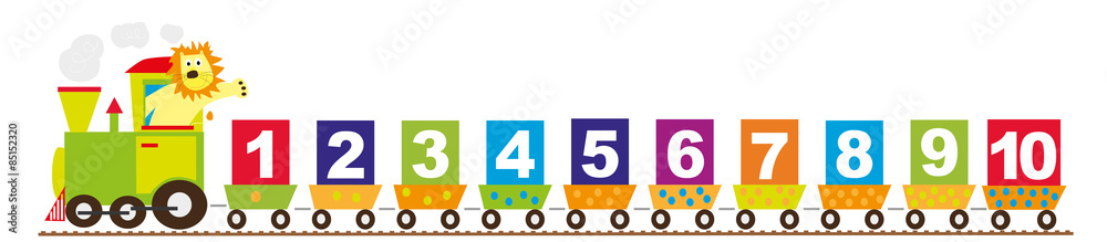 math train for children with lion and numbers 1-10 Stock Vector | Adobe ...