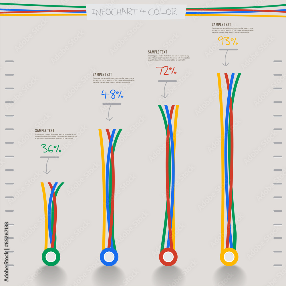 infographic arrow diagram graph chart in 4 color and line spiral. for ...