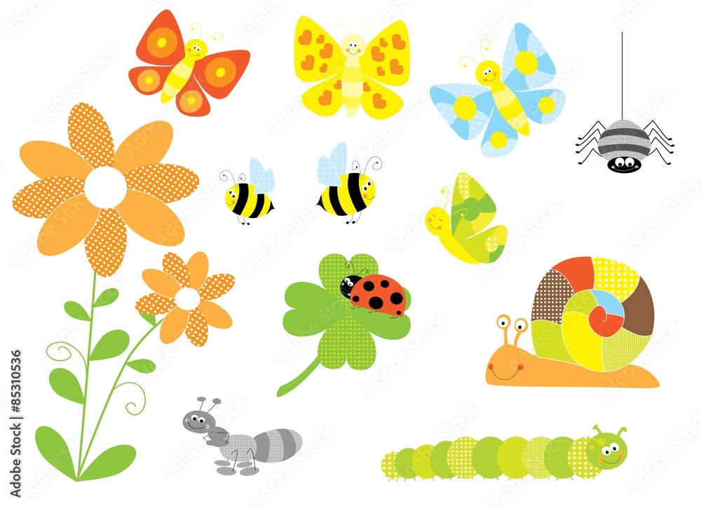 bugs, snail - vector isolated cartoon characters Stock Vector | Adobe Stock