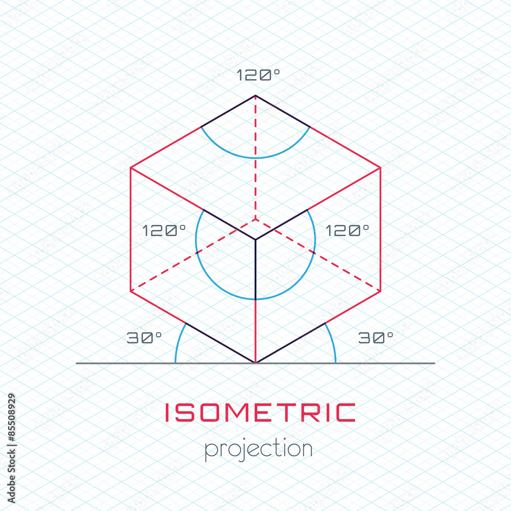 Frame Object In Axonometric Perspective Isometric Grid Templat Stock Vector Adobe Stock