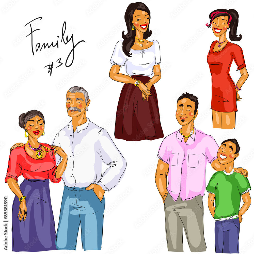 Family members isolated, set 3 Stock Vector | Adobe Stock