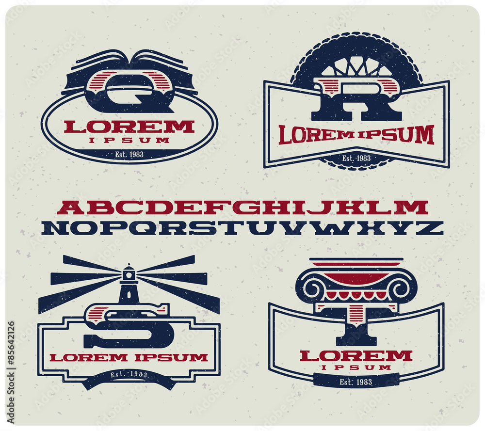 Vintage badges and font Stock Vector | Adobe Stock
