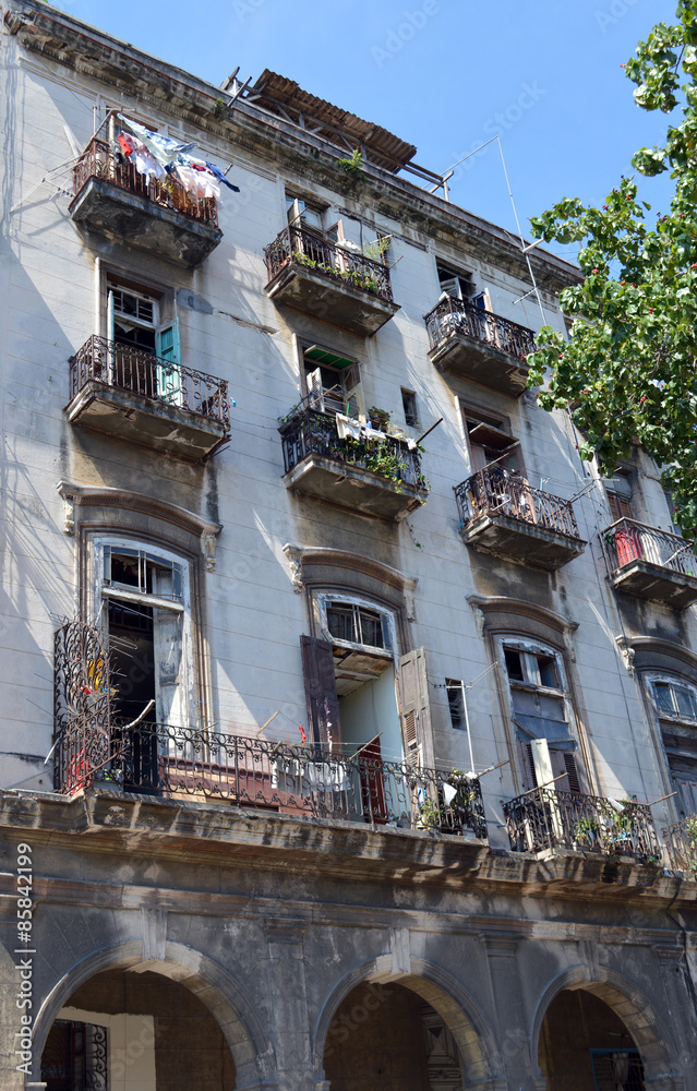 Havana, Cuba: Different balconies, different lives Stock Photo | Adobe ...