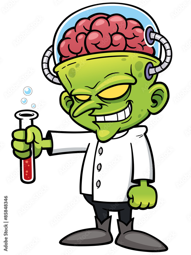 Vector illustration of Cartoon Scientist alien holding testtube Stock ...