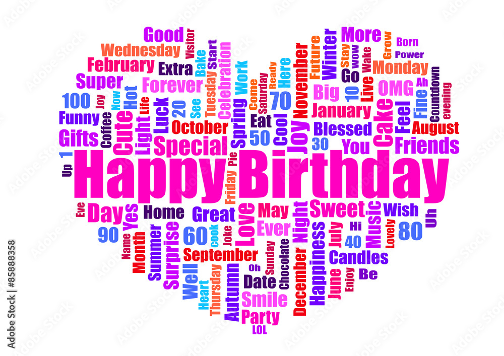 Stock-Illustration „Happy Birthday Word Cloud“ | Adobe Stock