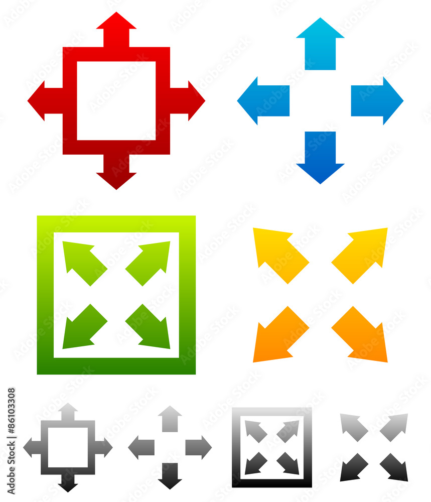 Various resize, maximize symbols with colors. Full screen symbol Stock ...