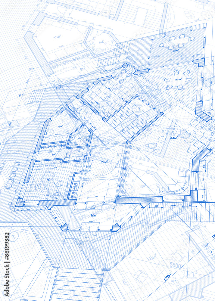 architecture blueprint - house plans / vector illustration Stock Vector ...