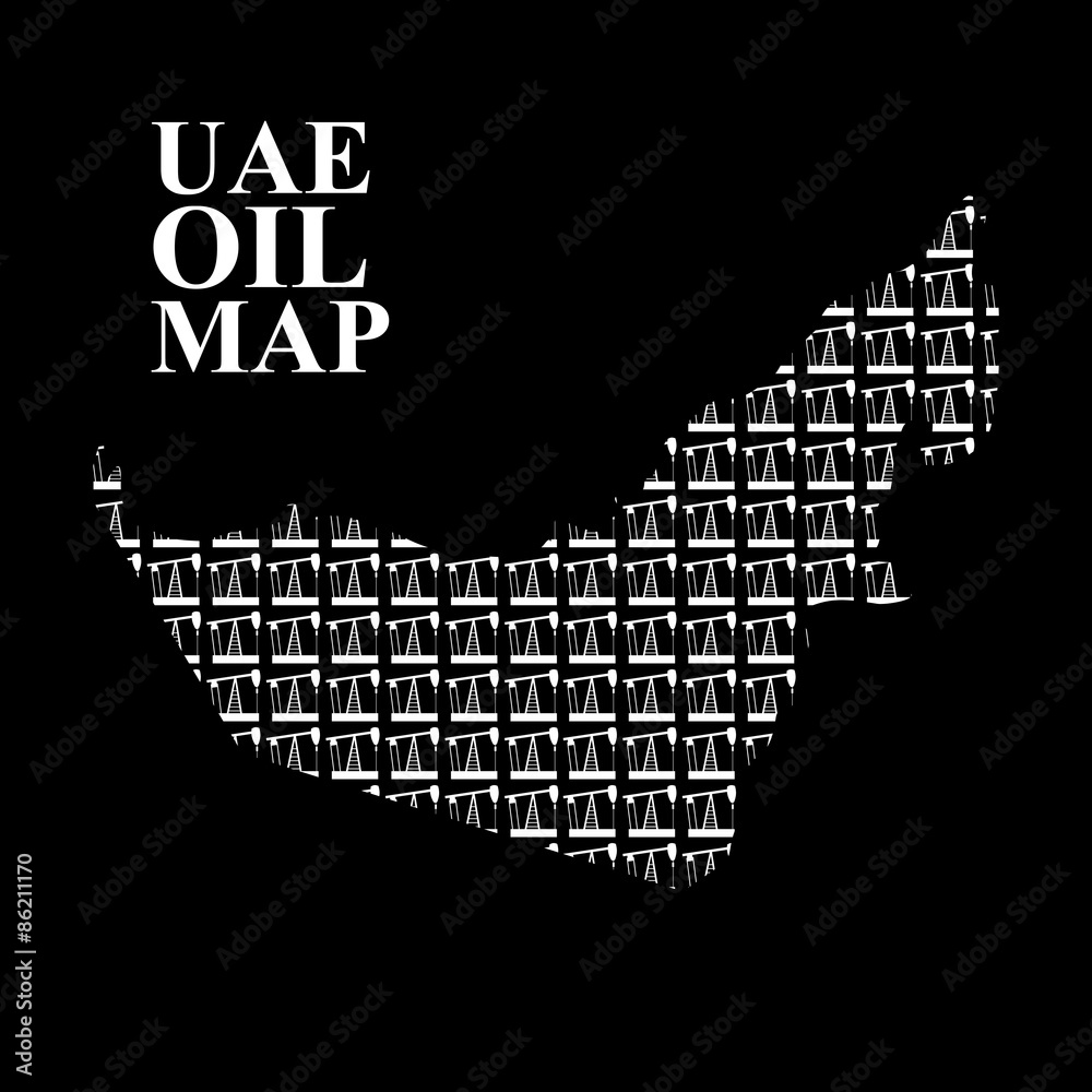 UAE oil map. Silhouette maps of United Arab Emirates of oil pum Stock ...
