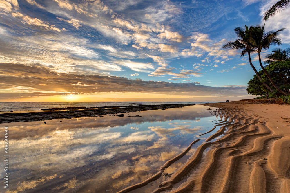Sunrise from kauai Kailani in the town of Kapaa on the Hawaiian Island ...